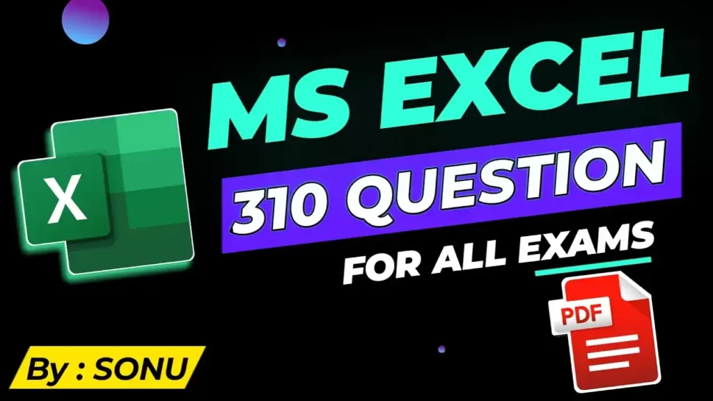 MS Excel MCQ PDF 300 Competitive ions And Answers